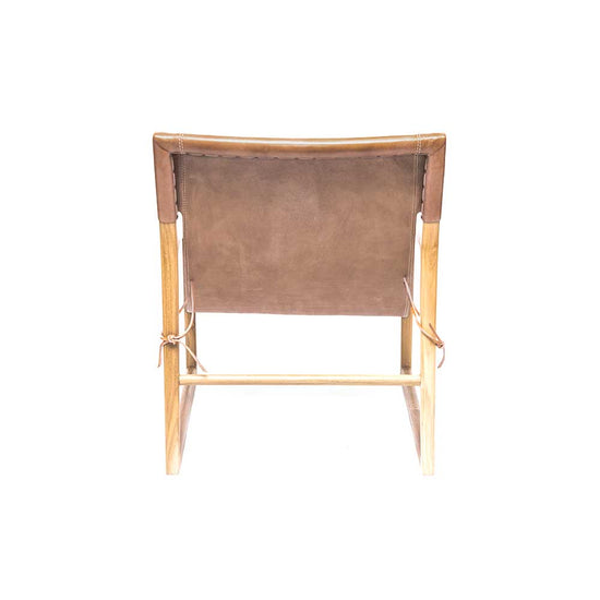 Natural Teak Sling Chair Tan Leather | The Styling Republic