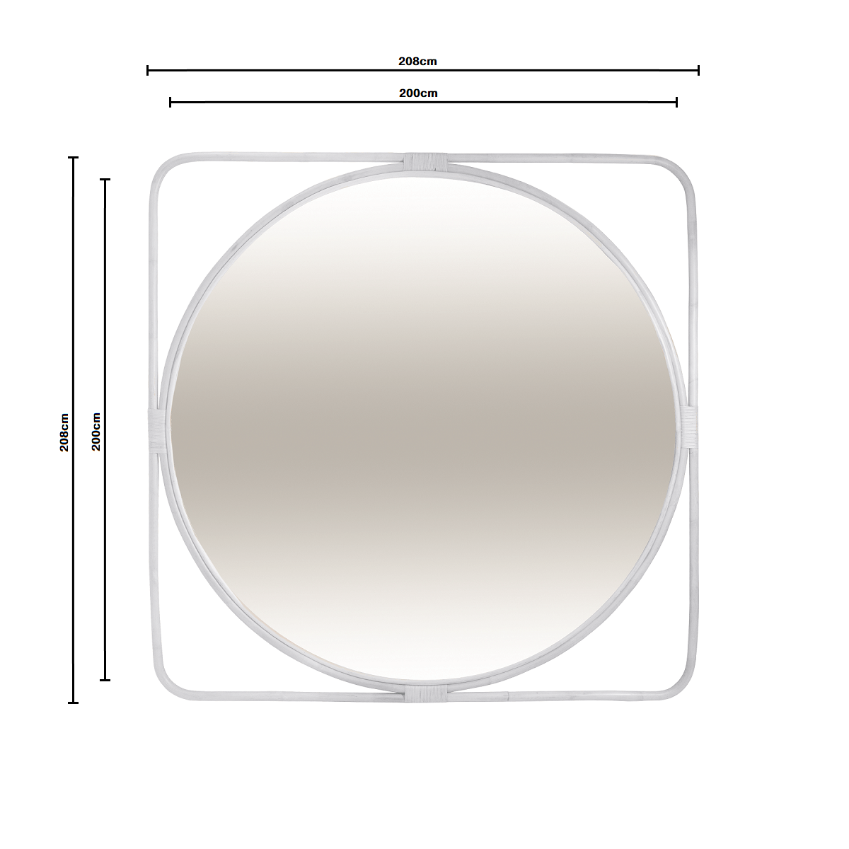 Square Frame White Rattan Mirror | The Styling Republic